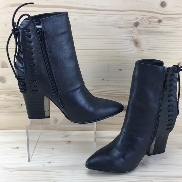 Bumper | Shoes | Bumper Melody Black Laceup Heel Ankle Boots | Poshmark